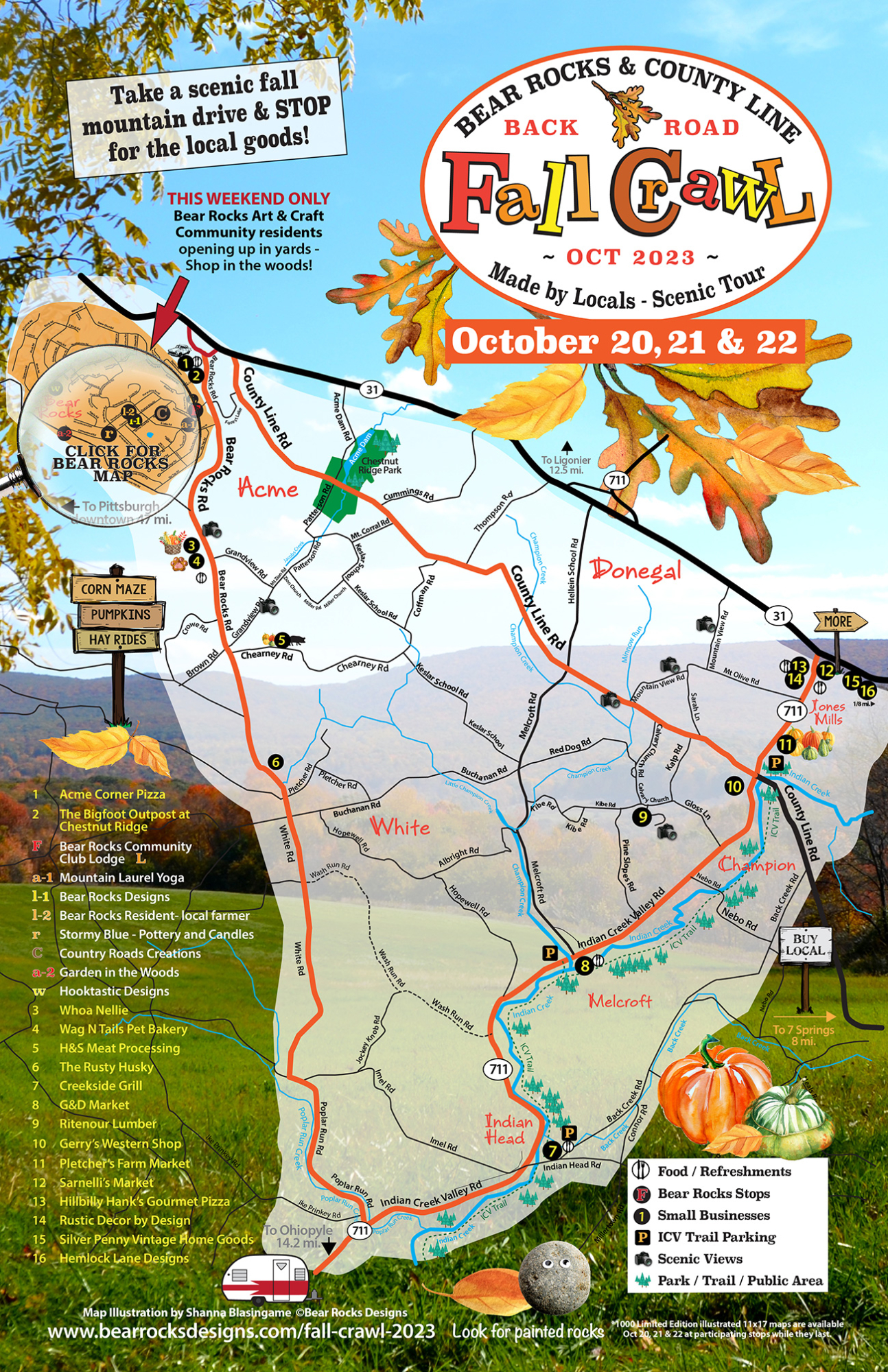 Bear Rocks & County Line Fall Crawl 2023 - Nature Rocks Designs