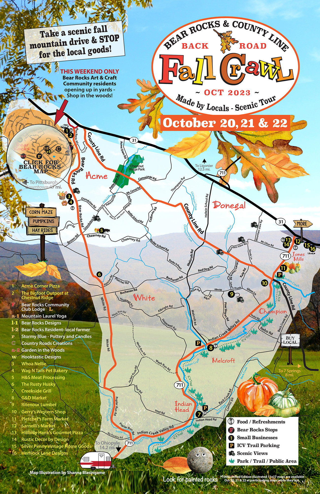 FREE 11x17 Map of Laurel Highlands between County Line Rd. Bear Rocks ...